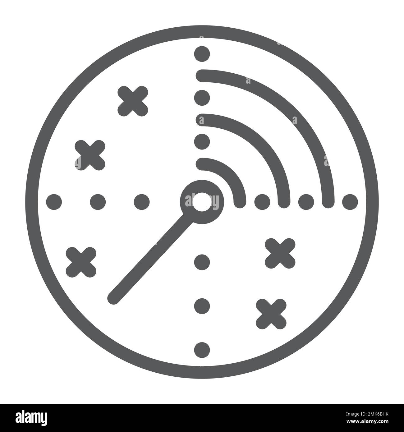 Radar line icon, military and navy, target sign, vector graphics, a ...