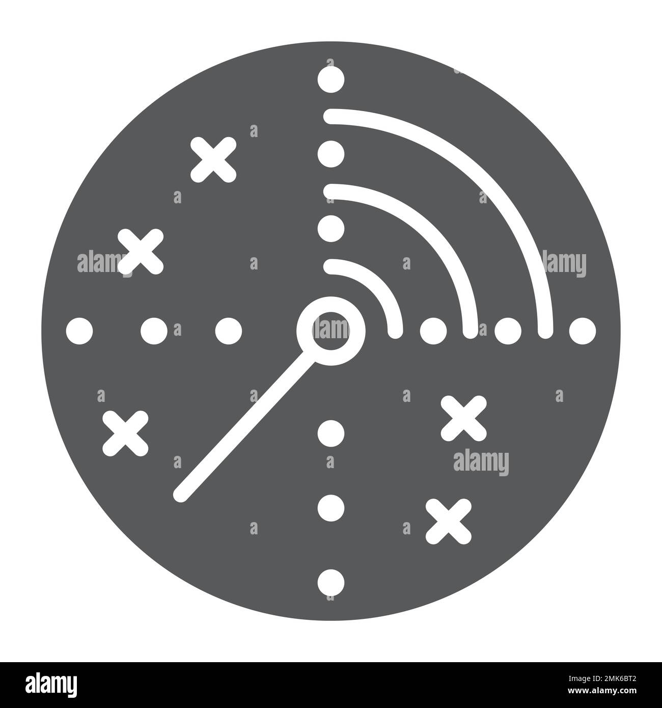 Radar glyph icon, military and navy, target sign, vector graphics, a ...