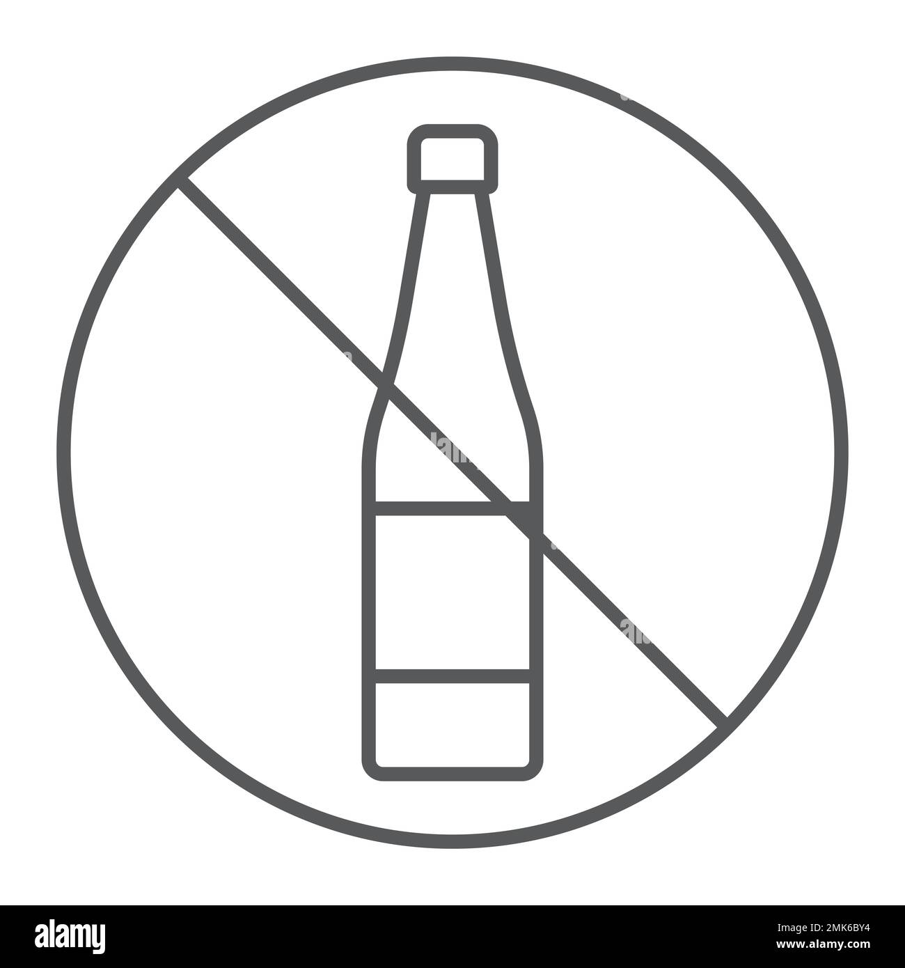 No alcohol thin line icon, drink and warning, alcohol forbidden sign ...