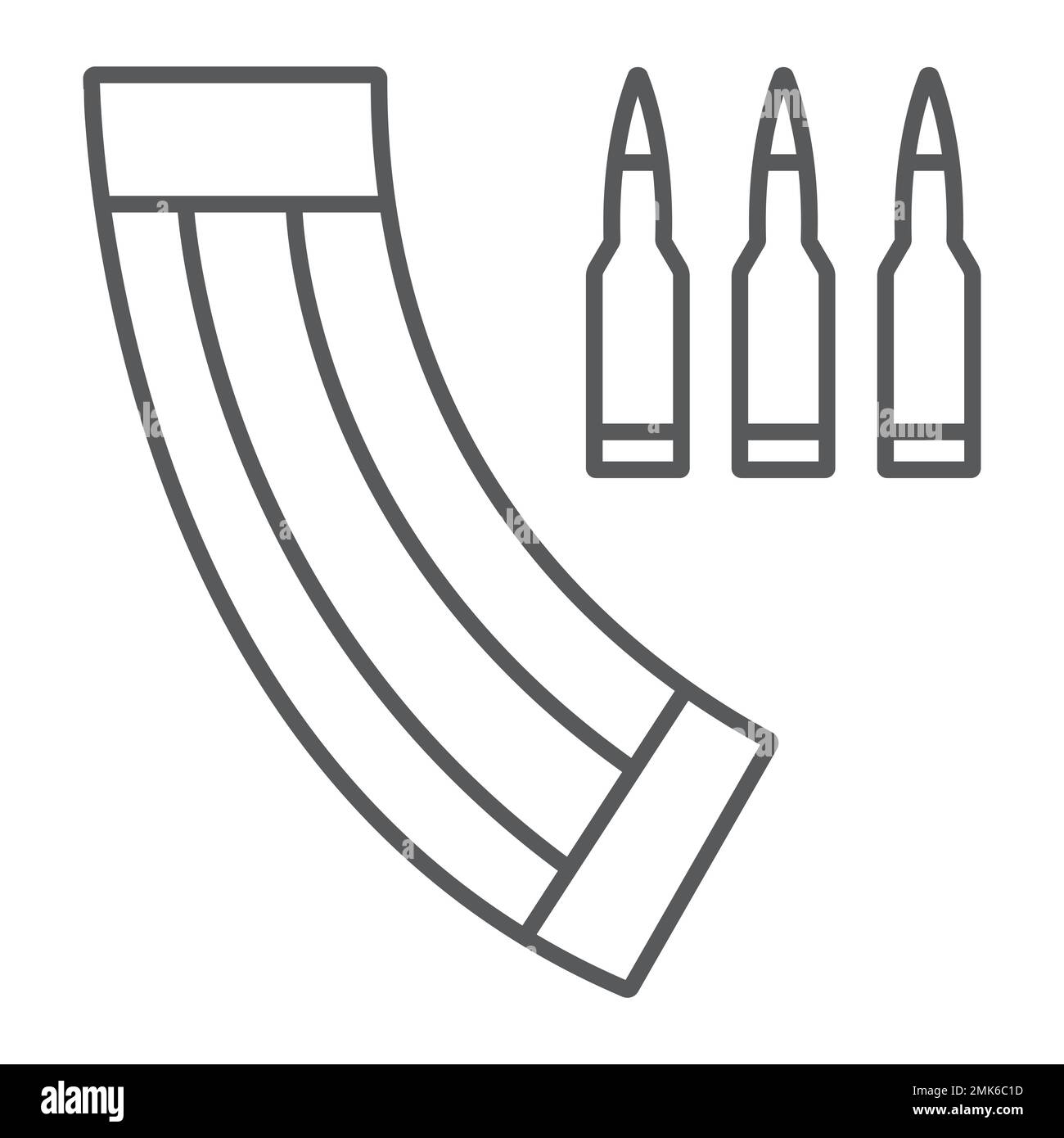 Ammunition magazine thin line icon, army and military, weapon sign ...