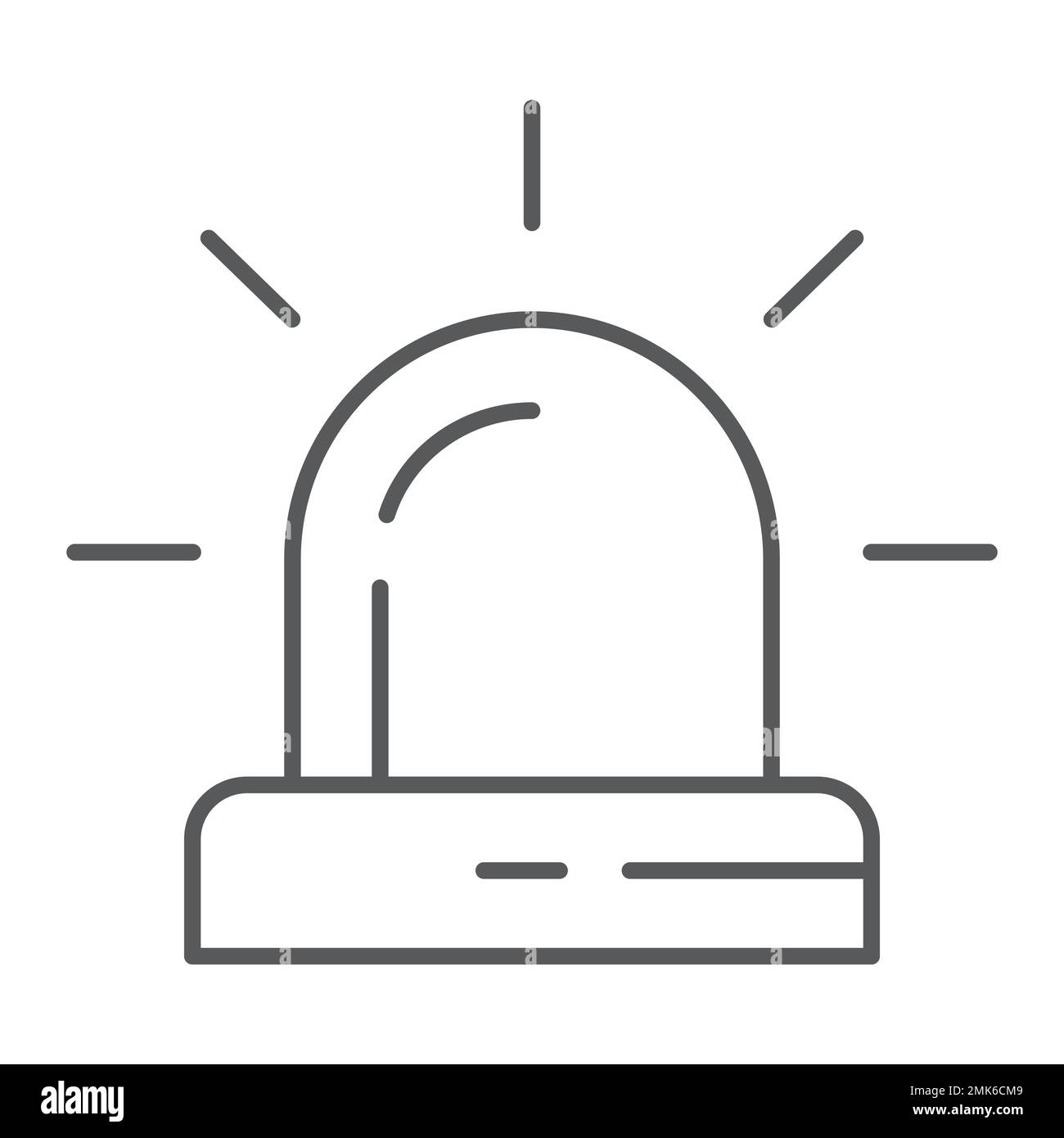 Alarm thin line icon, attention and alert, siren sign, vector graphics ...