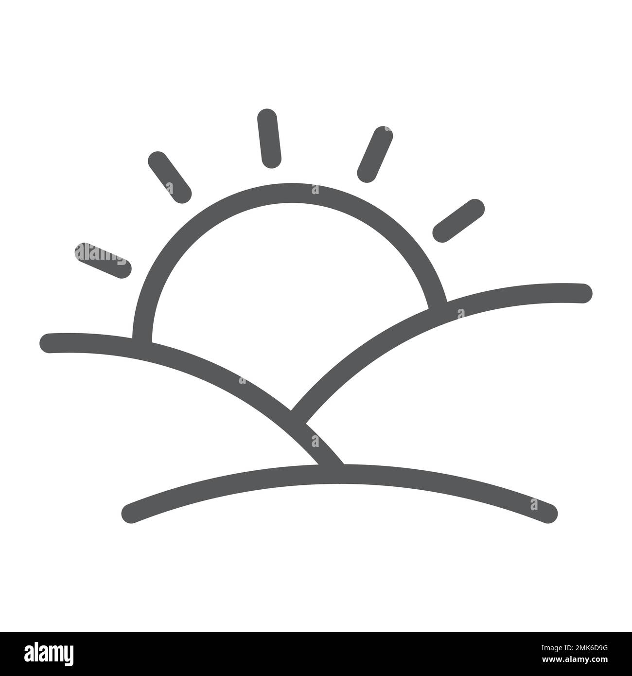 Sunset line icon, sun and sunlight, dawn sign, vector graphics, a ...