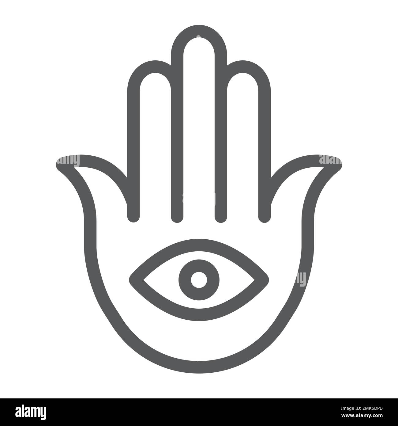 Hamsa line icon, luck and talisman, hand sign, vector graphics, a ...