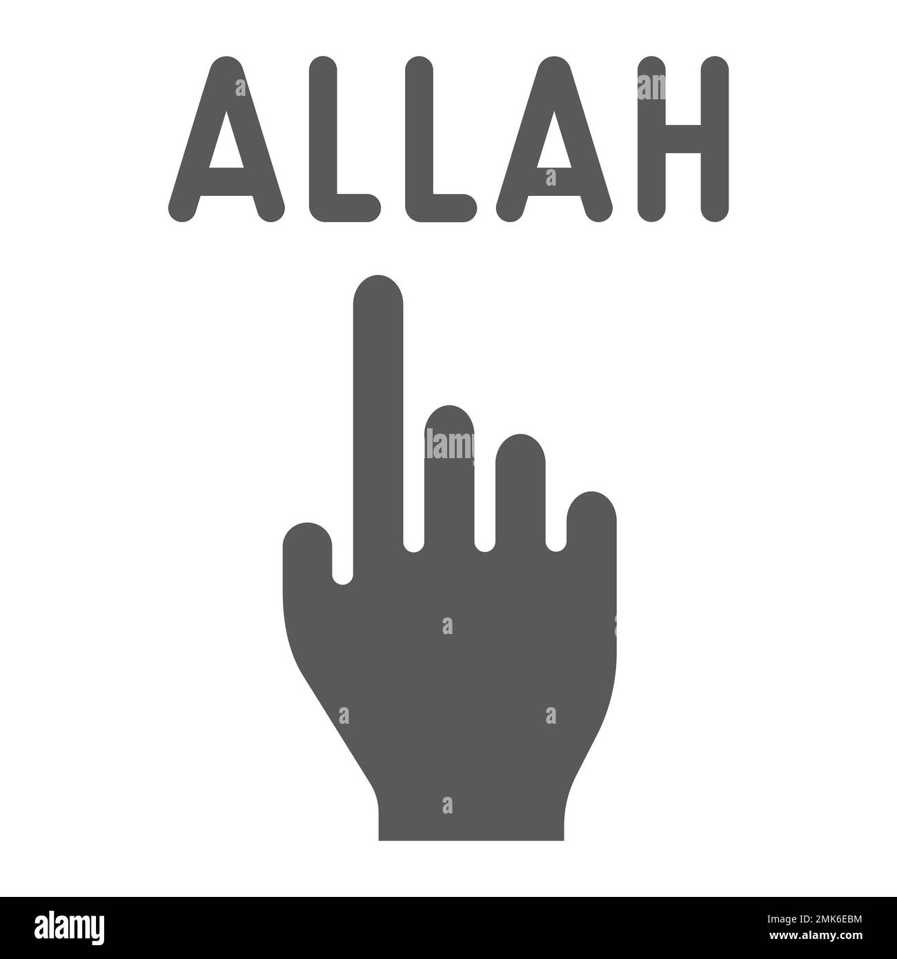 Allah is one glyph icon, religion and islam, pointer hand sign, vector ...