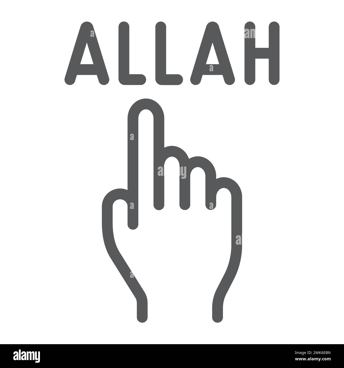 Allah is one line icon, religion and islam, pointer hand sign, vector ...