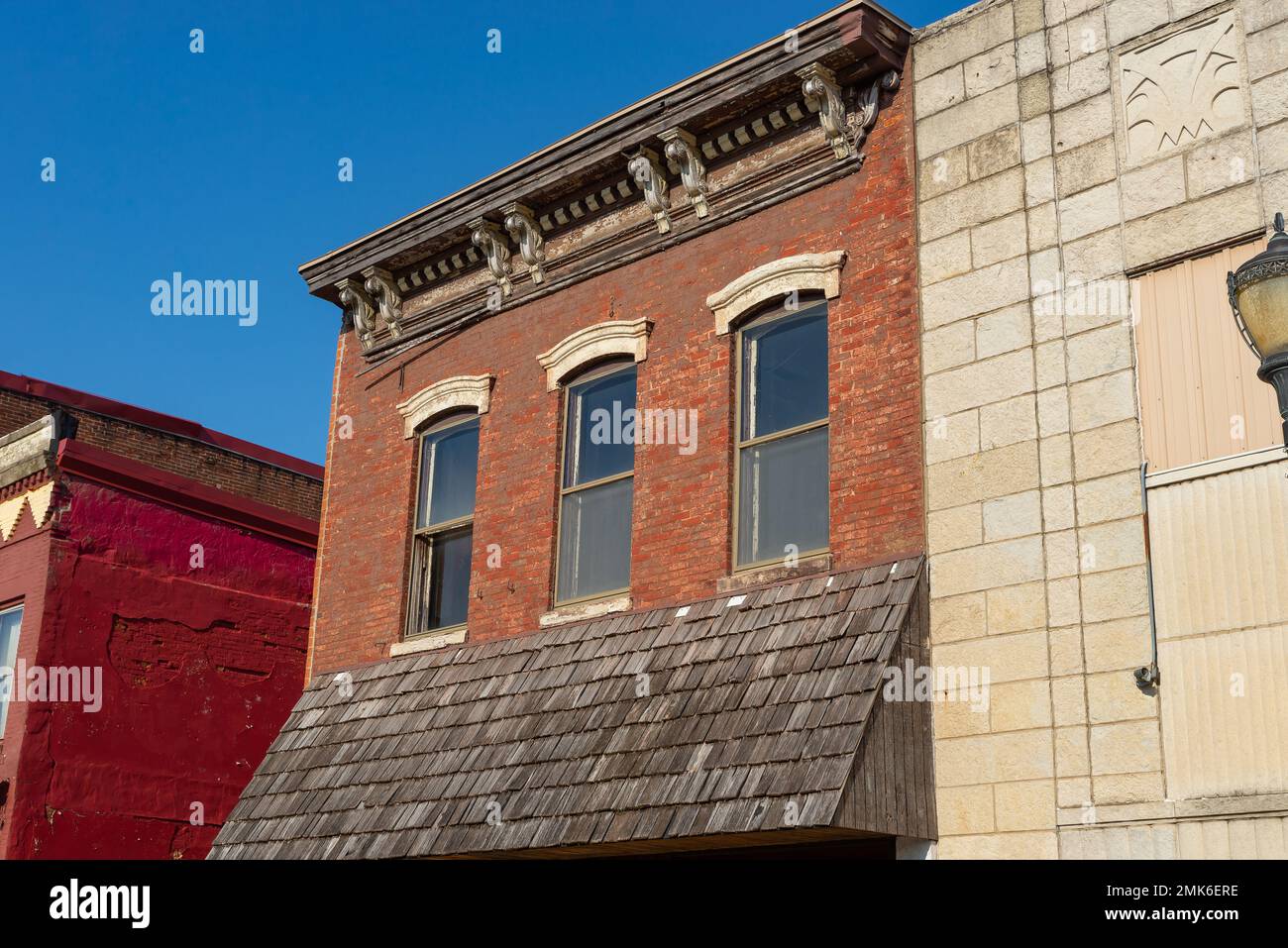 Exterior of old downtown building in Polo, Illinois, USA Stock Photo ...