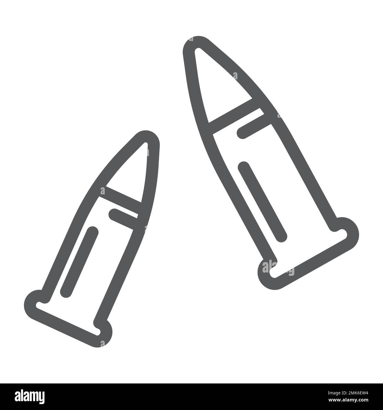 Bullets line icon, ammo and caliber, ammunition sign, vector graphics ...