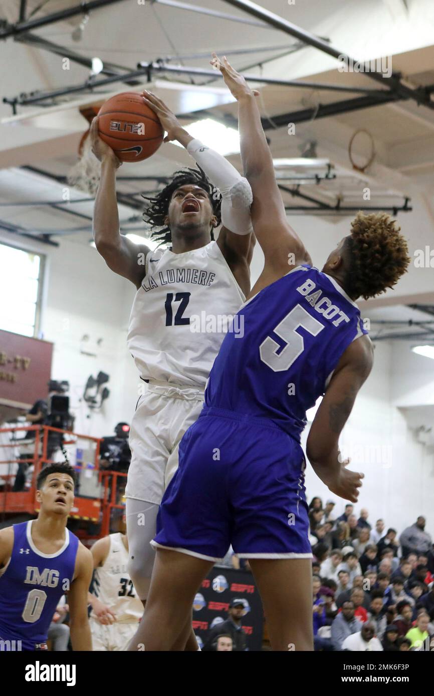 La Lumiere's Keion Brooks #12 in action against IMG Academy in the Boys ...