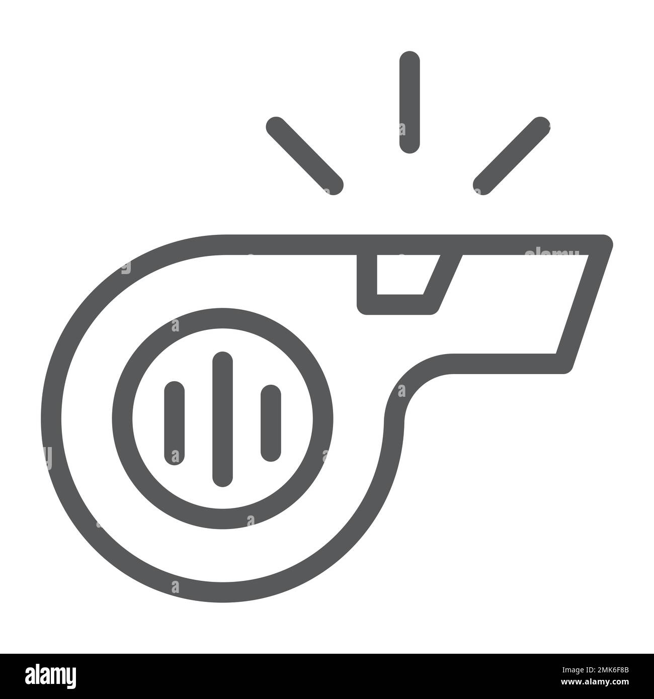 Whistle line icon, sport and equipment, blower sign, vector graphics, a ...