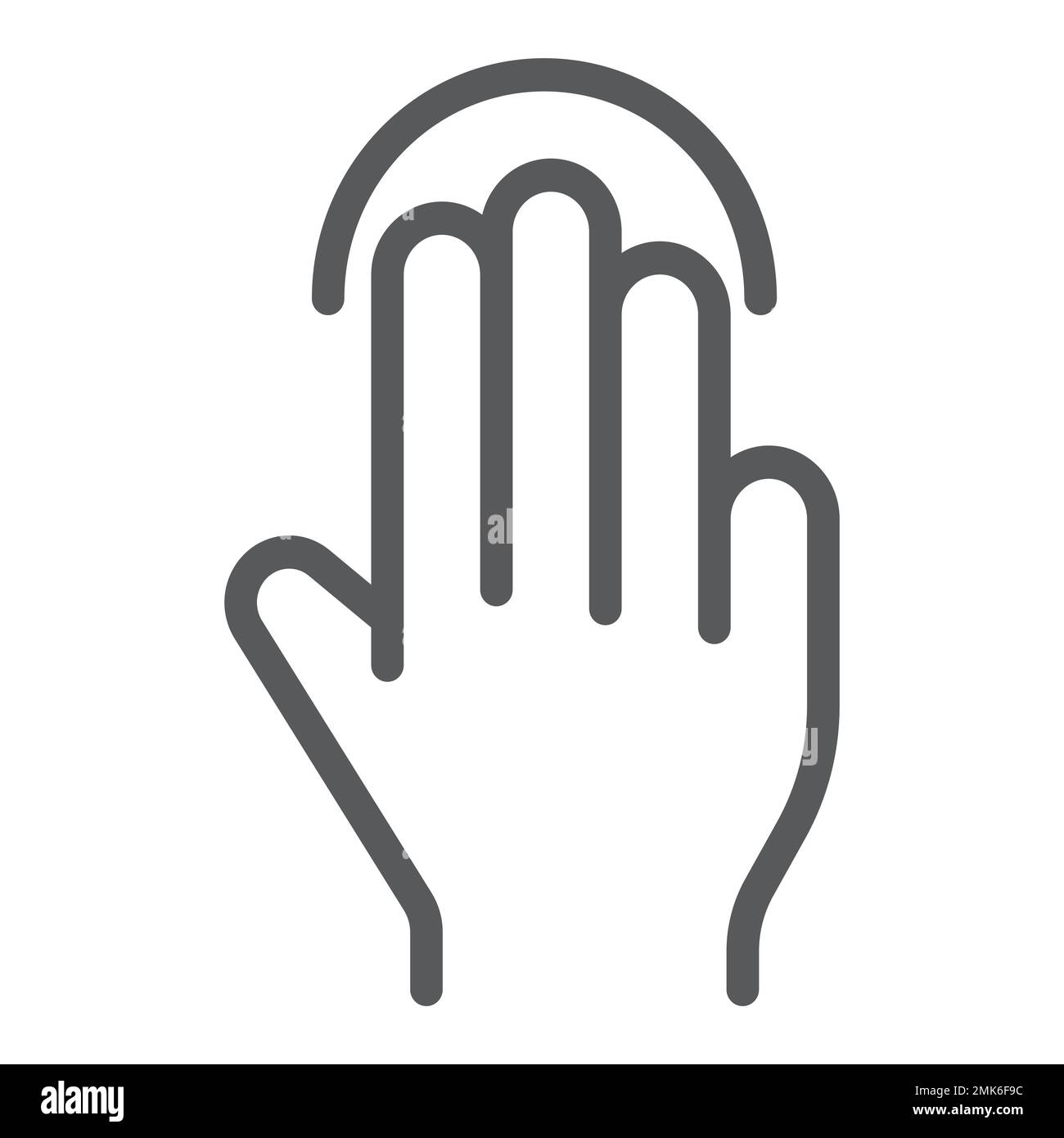 Triple tap line icon, gesture and hand, click sign, vector graphics, a ...