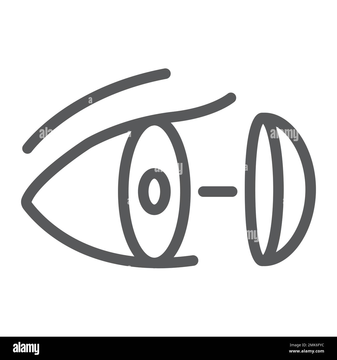 Eye lens line icon, vision and care, contact lens sign, vector graphics ...