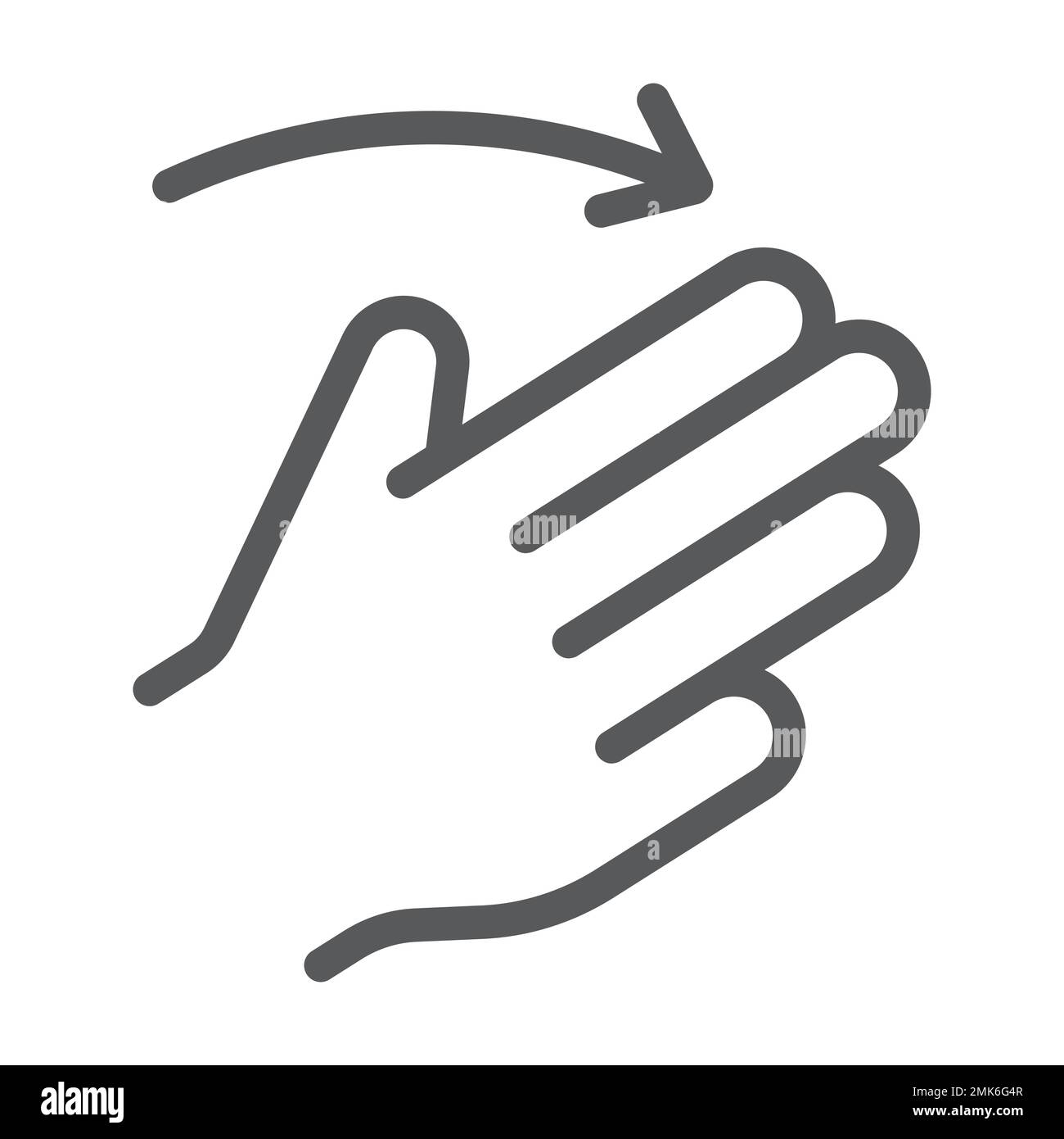 Three fingers flick right line icon, gesture and hand, click sign ...