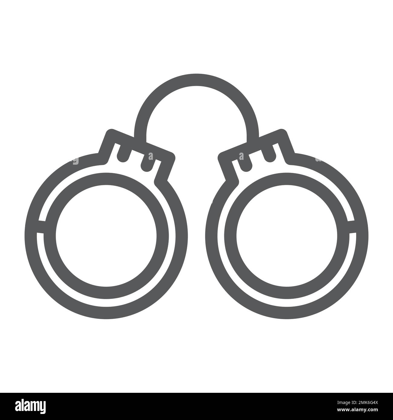 Handcuffs line icon, chain and lock, cuffs sign, vector graphics, a ...