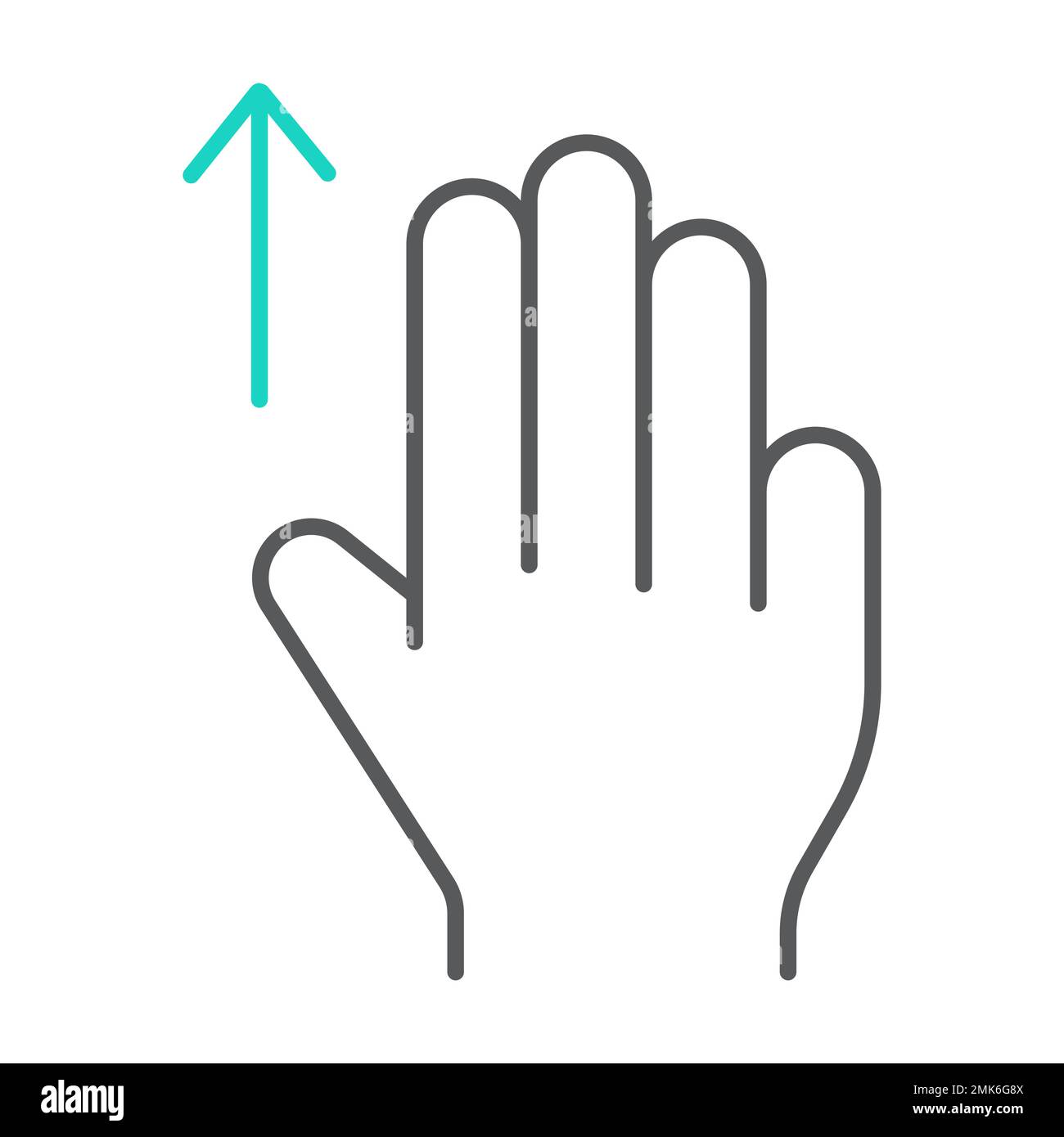 Three fingers drag up thin line icon, gesture and hand, scroll up sign ...