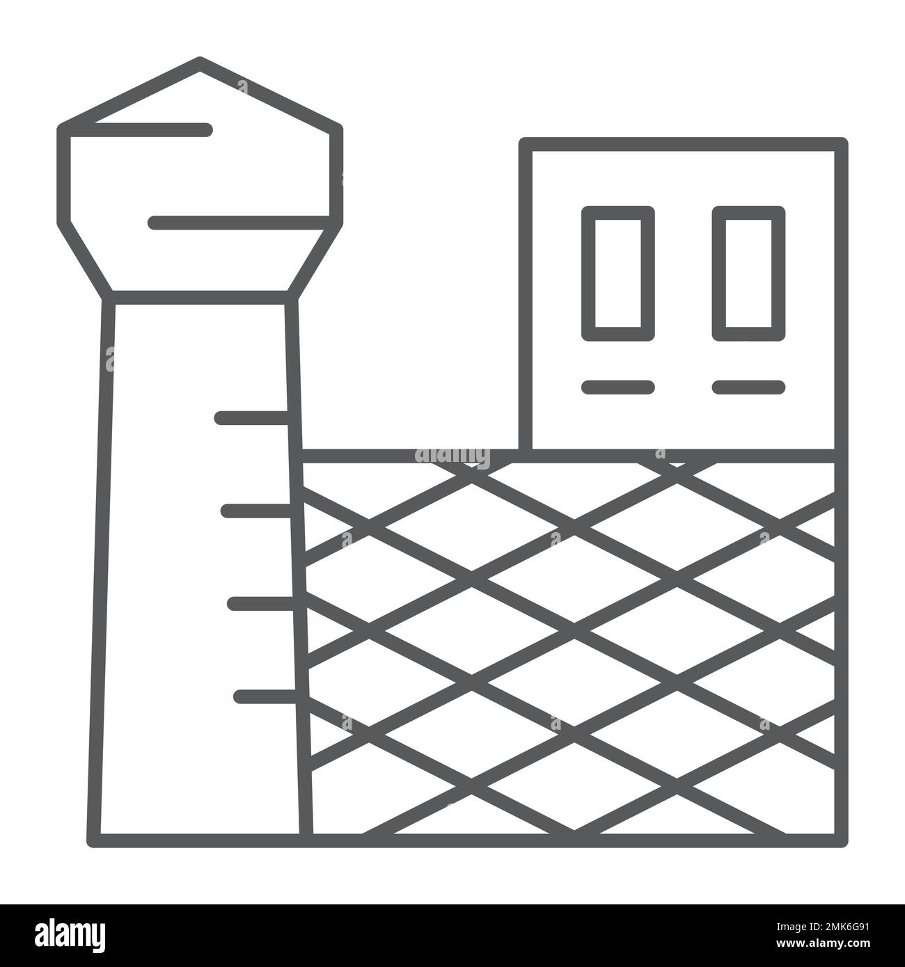 Prison thin line icon, building and security, jail sign, vector ...