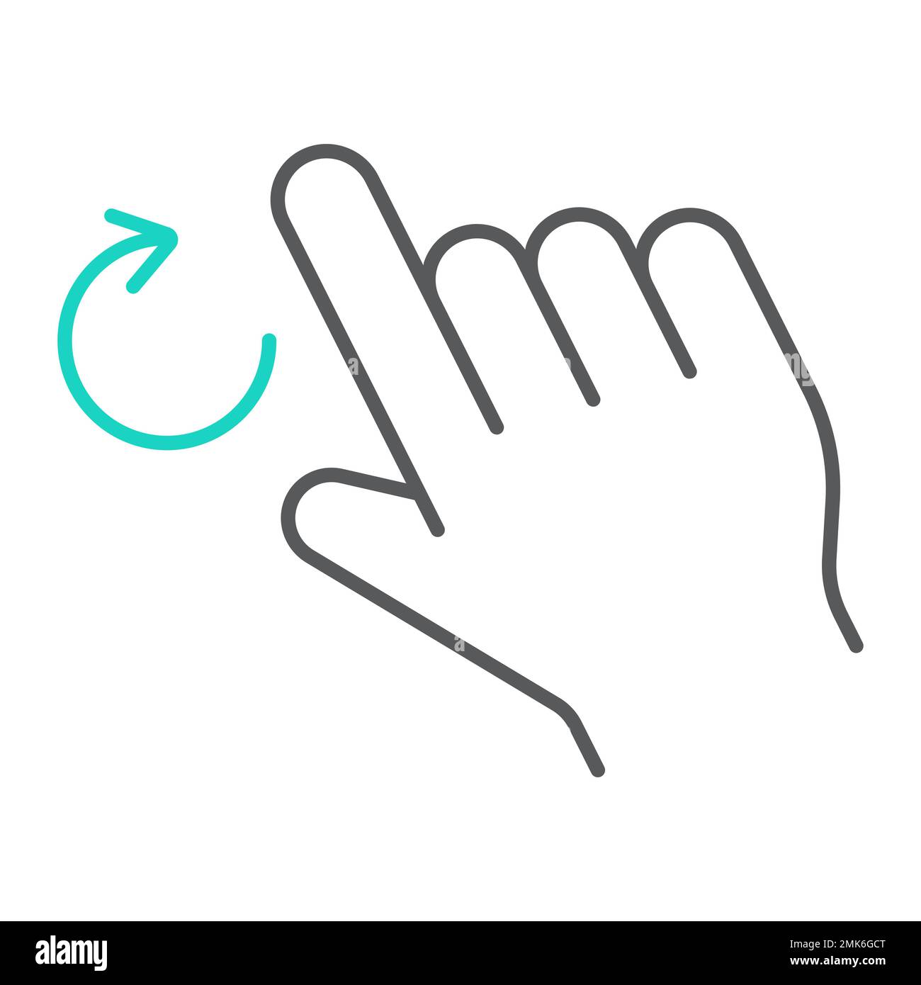 Two fingers rotate thin line icon, gesture and hand, twist sign, vector graphics, a linear ...