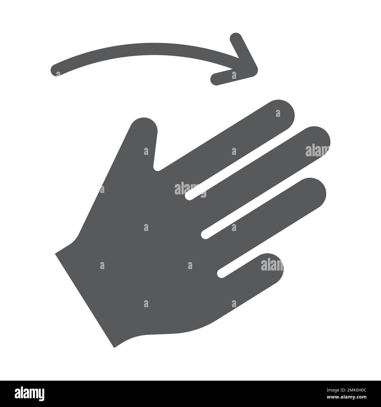 Three fingers flick right glyph icon, gesture and hand, click sign ...