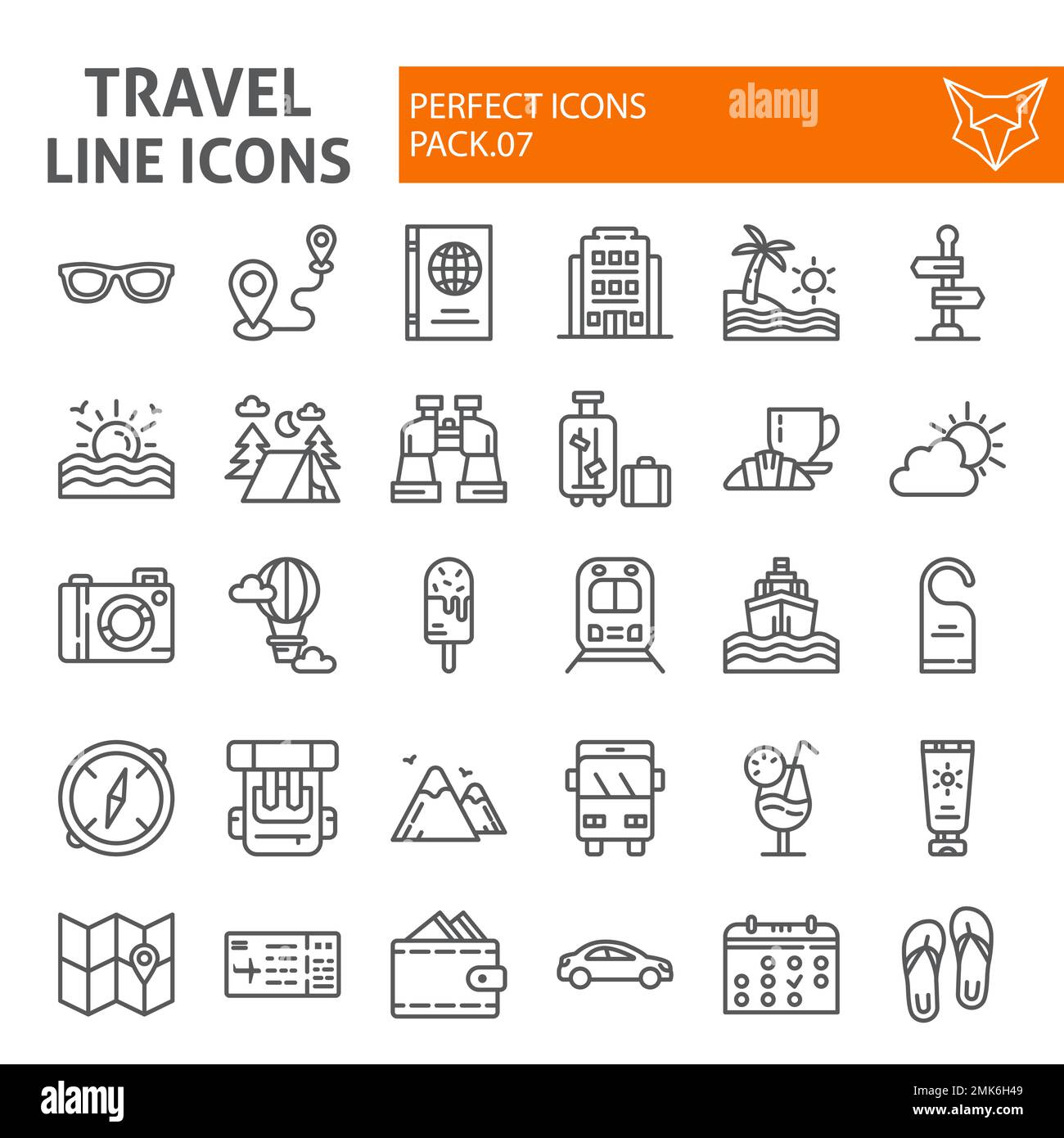 Travel line icon set, tourism symbols collection, vector sketches, logo ...