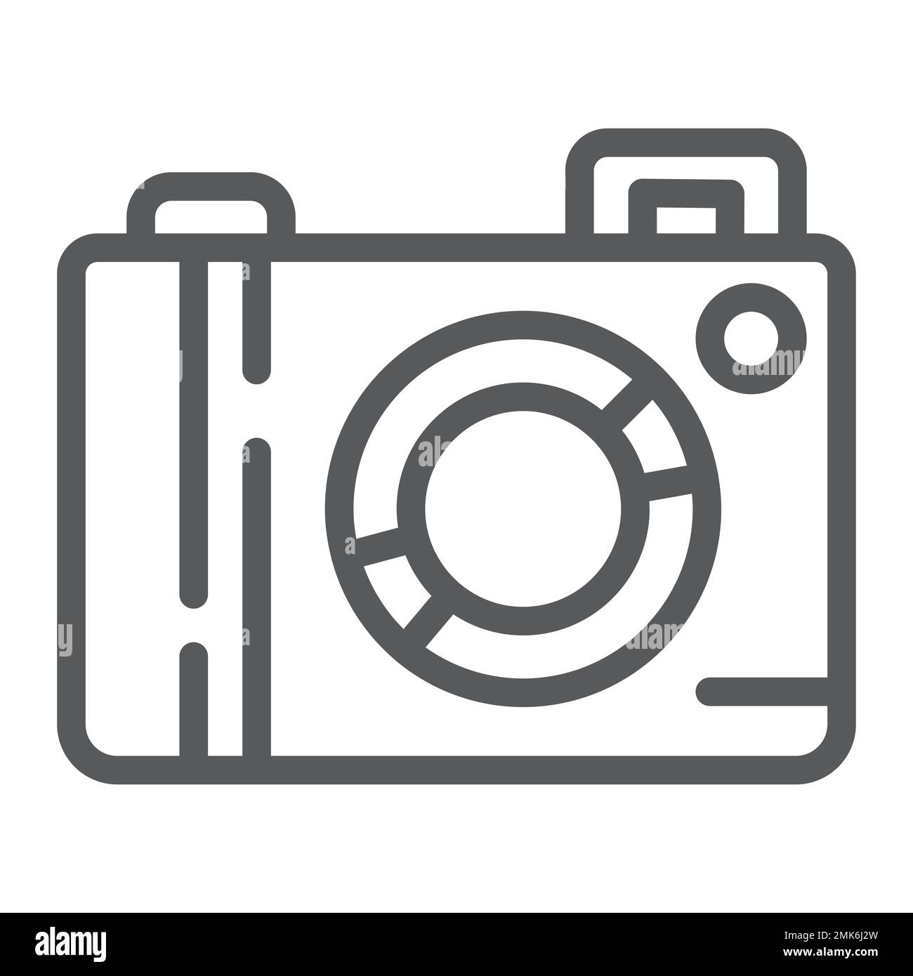 Camera line icon, lens and photo, photocamera sign, vector graphics, a ...