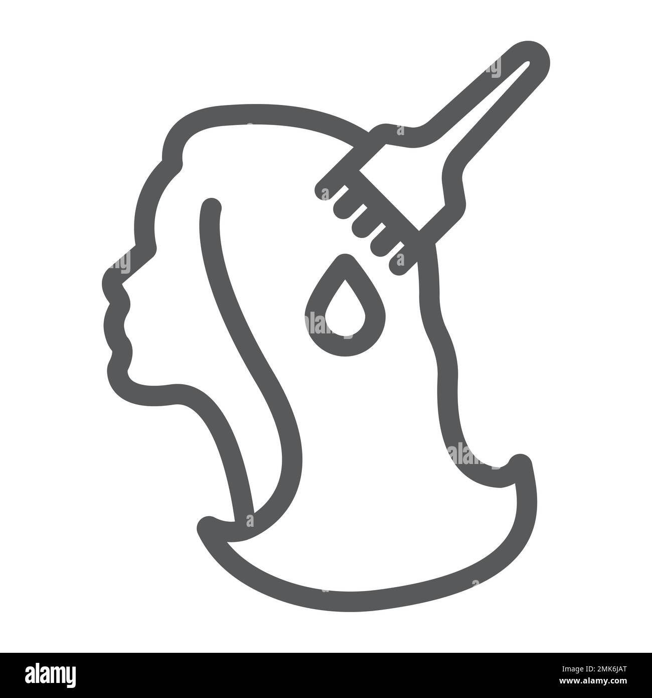 Hair color line icon, beauty and hairstyle, hair brush sign, vector ...