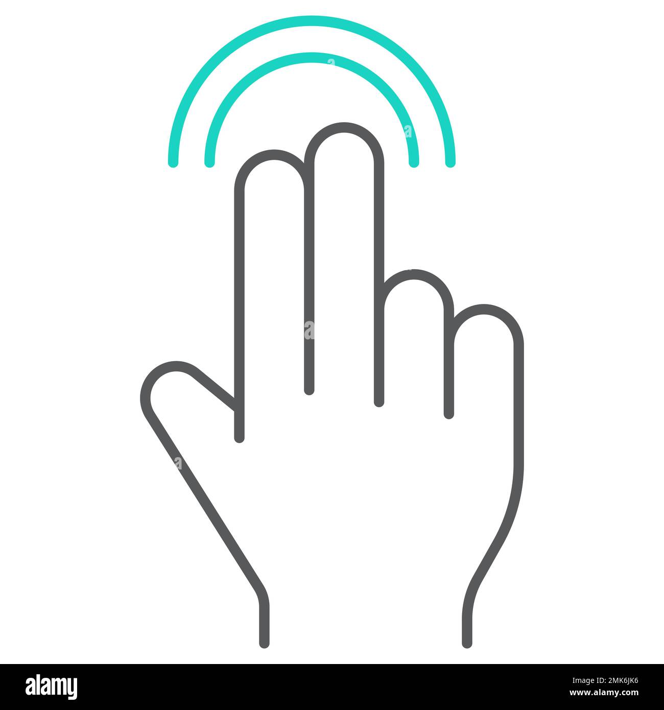 Two finger double tap thin line icon, gesture and hand, touch sign ...