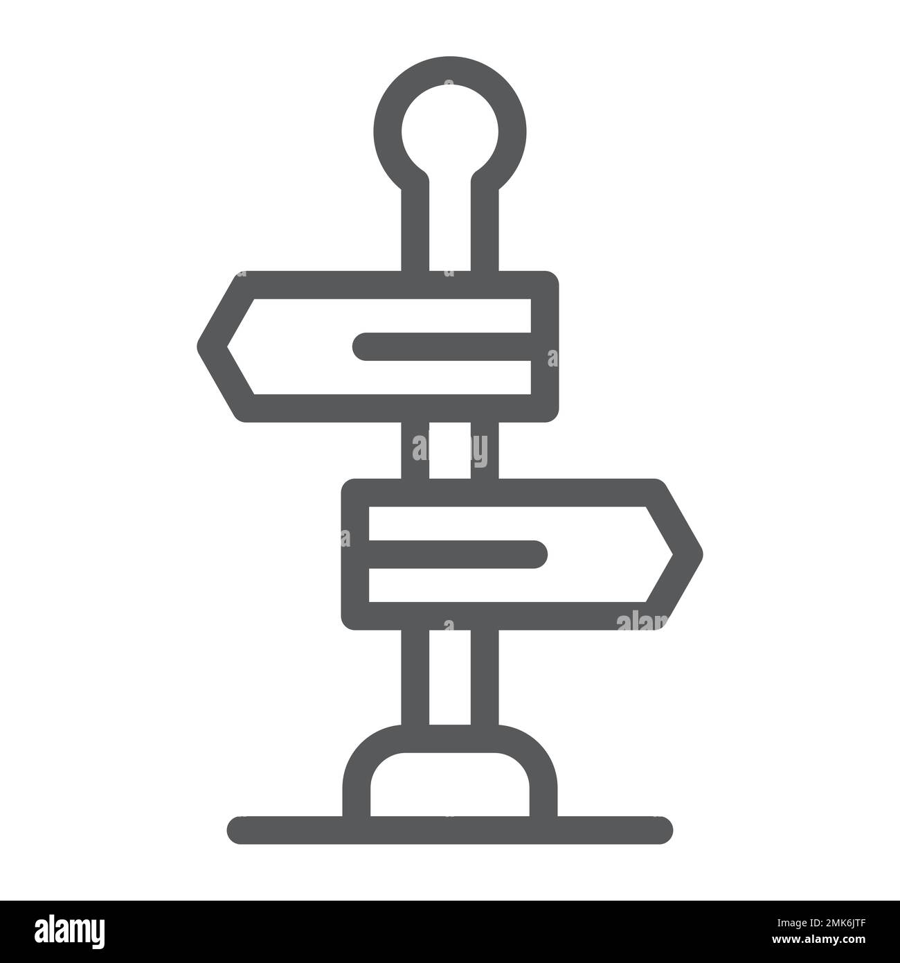 Signpost line icon, way and direction, guidepost sign, vector graphics ...