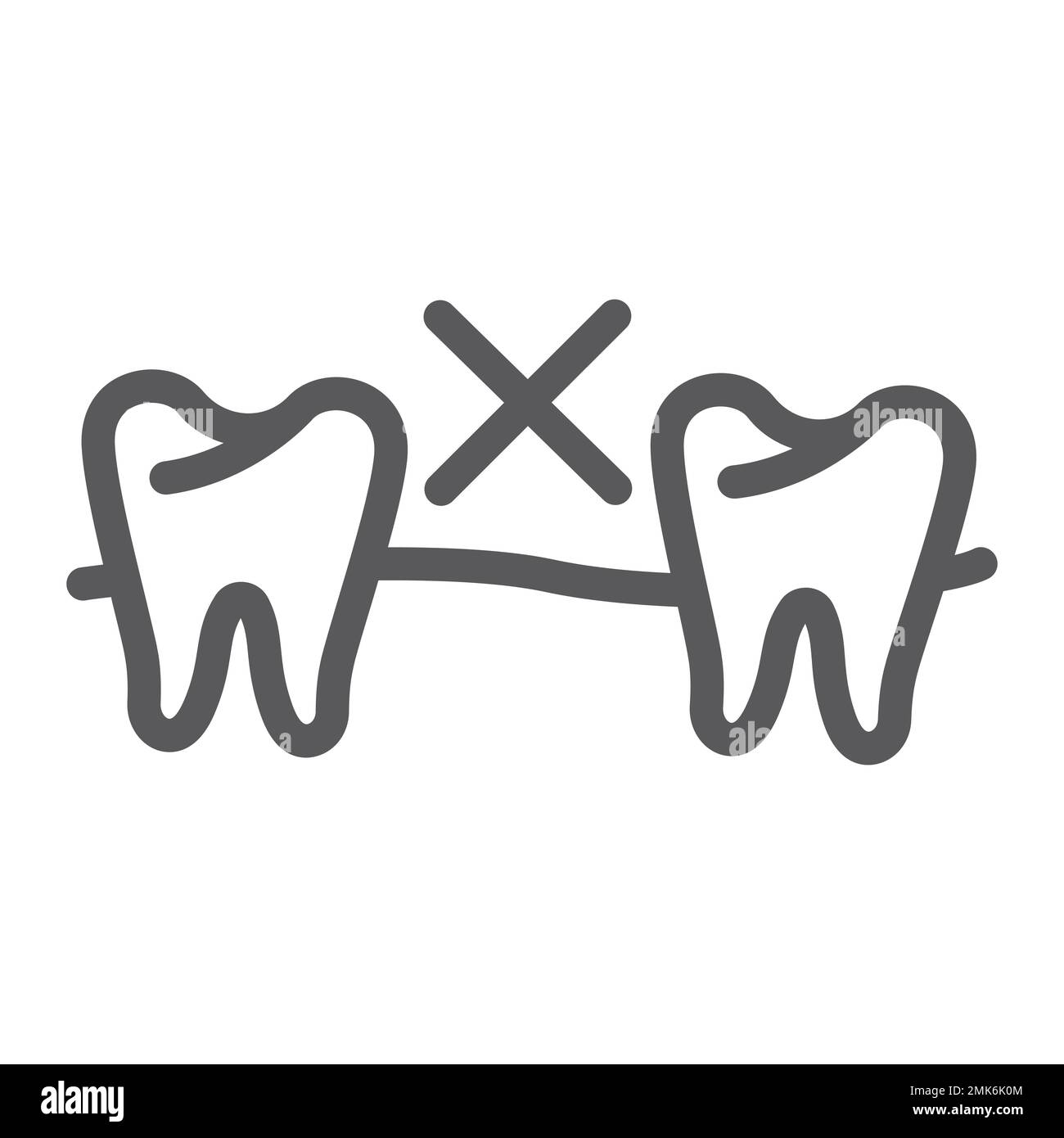 No tooth line icon, mouth and dental, missing tooth sign, vector ...