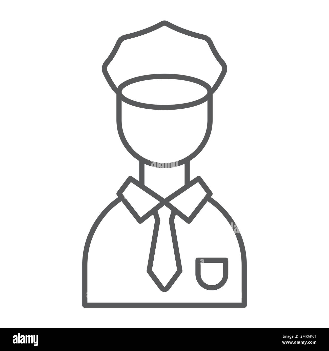 Policeman thin line icon, police and person, police officer sign ...