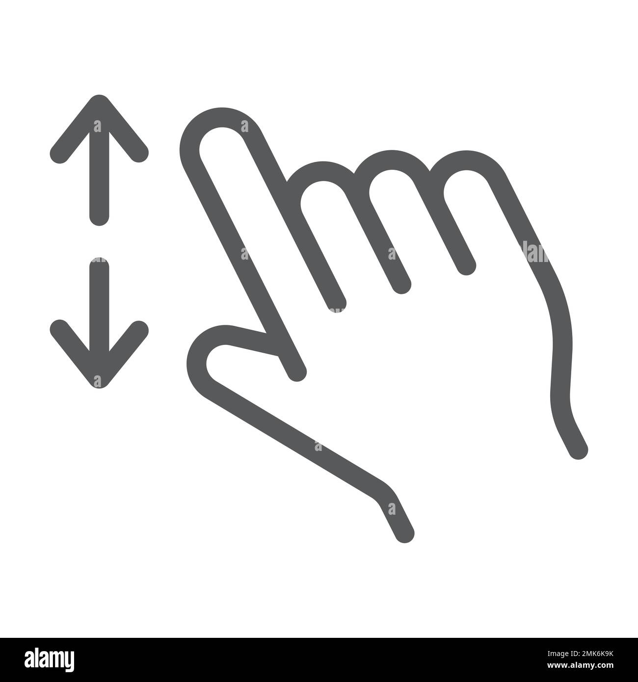 Two fingers zoom in line icon, gesture and click, hand sign, vector ...