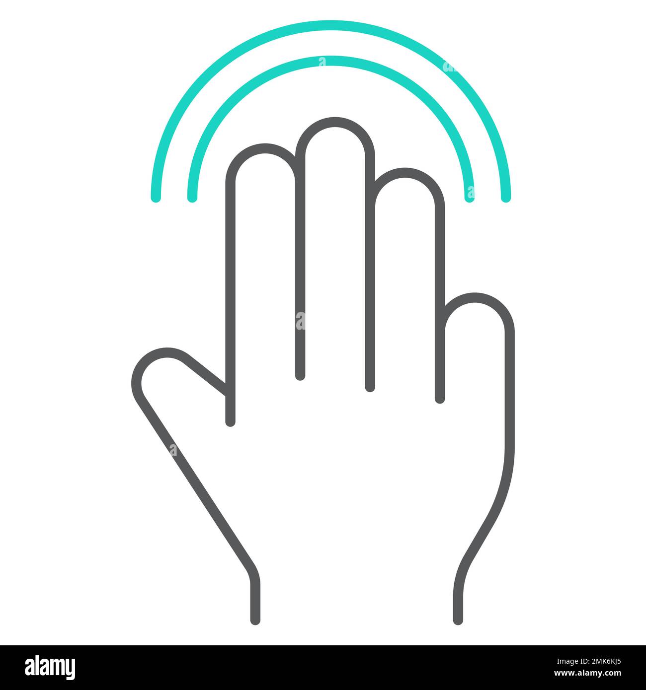 Triple double tap thin line icon, gesture and hand, click sign, vector ...