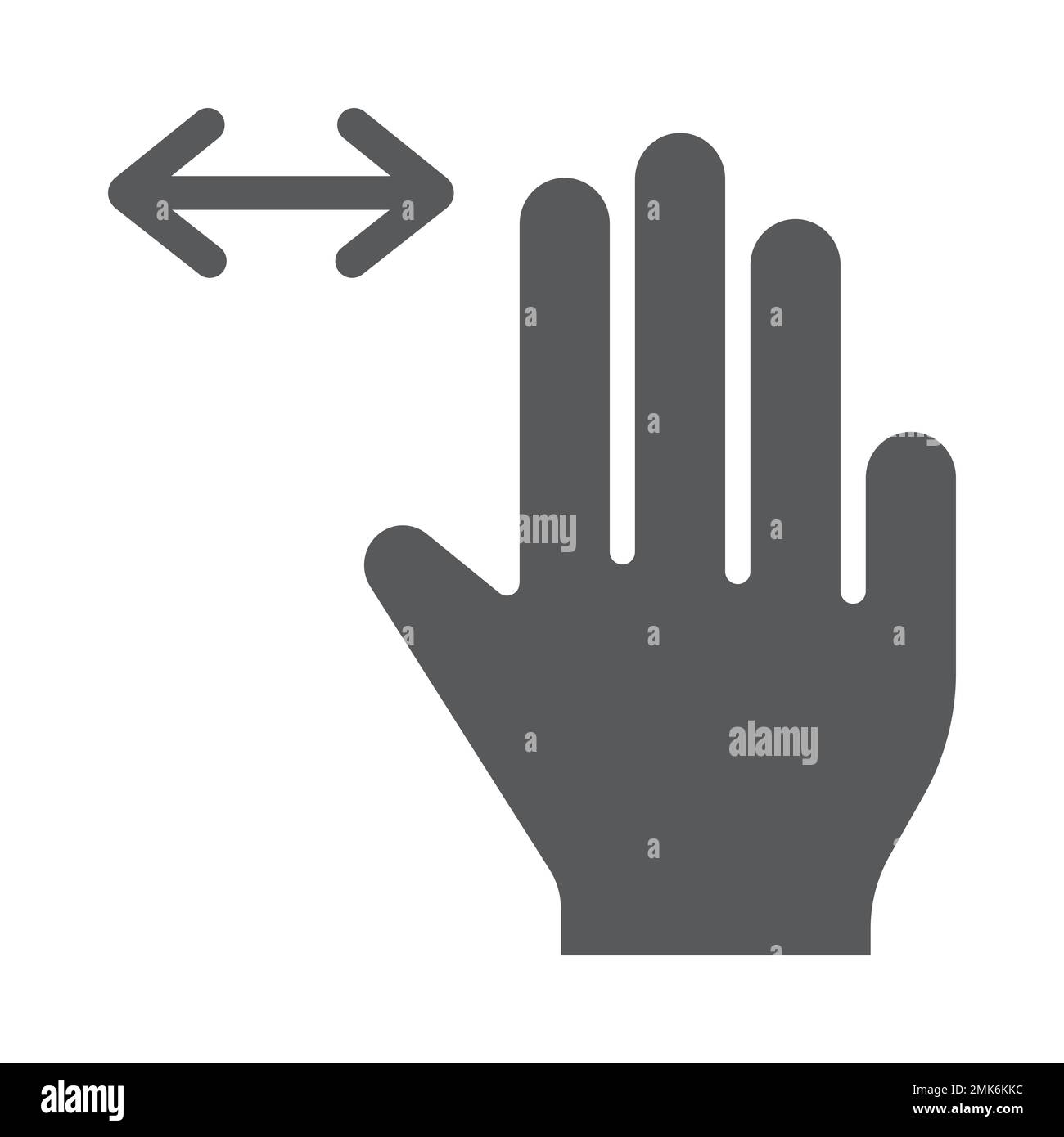 Three fingers horizontal scroll glyph icon, gesture and hand, flick ...