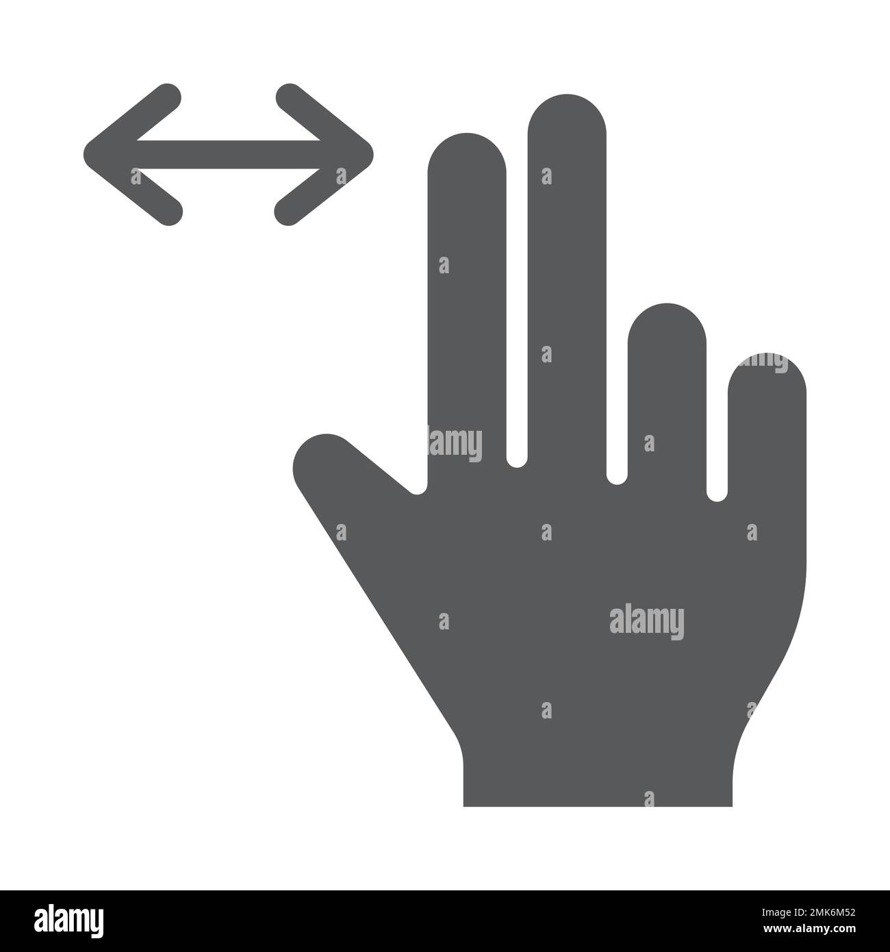 Two finger horizontal scroll glyph icon, gesture and hand, press sign ...