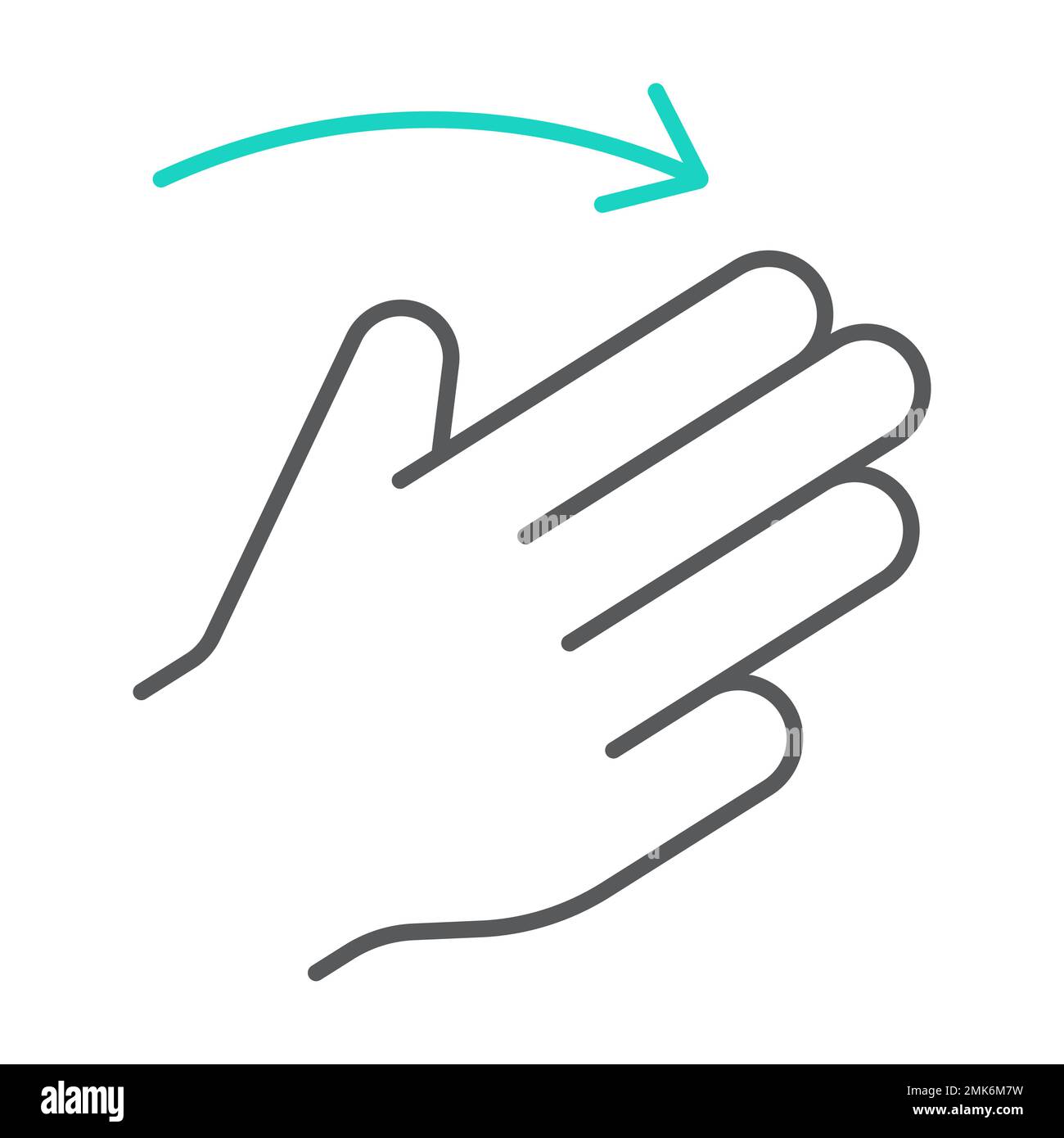 Three fingers flick right thin line icon, gesture and hand, click sign ...