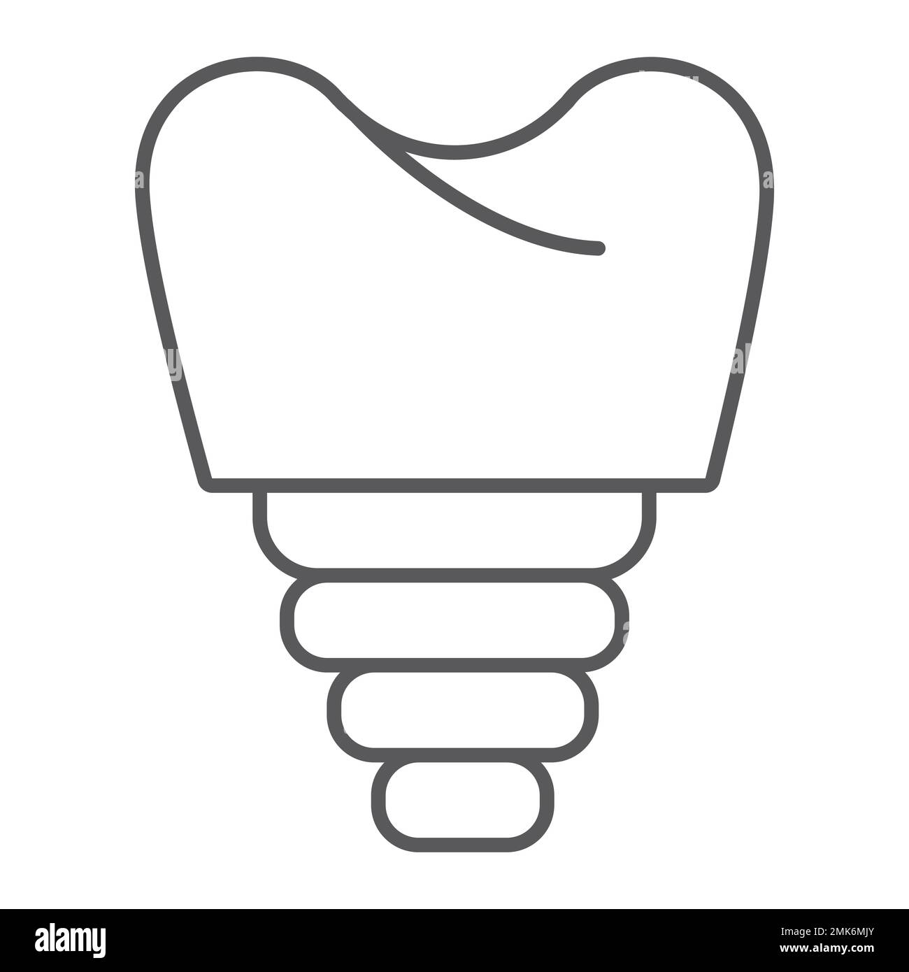 Dental implant thin line icon, teeth and dentistry, implant tooth sign ...