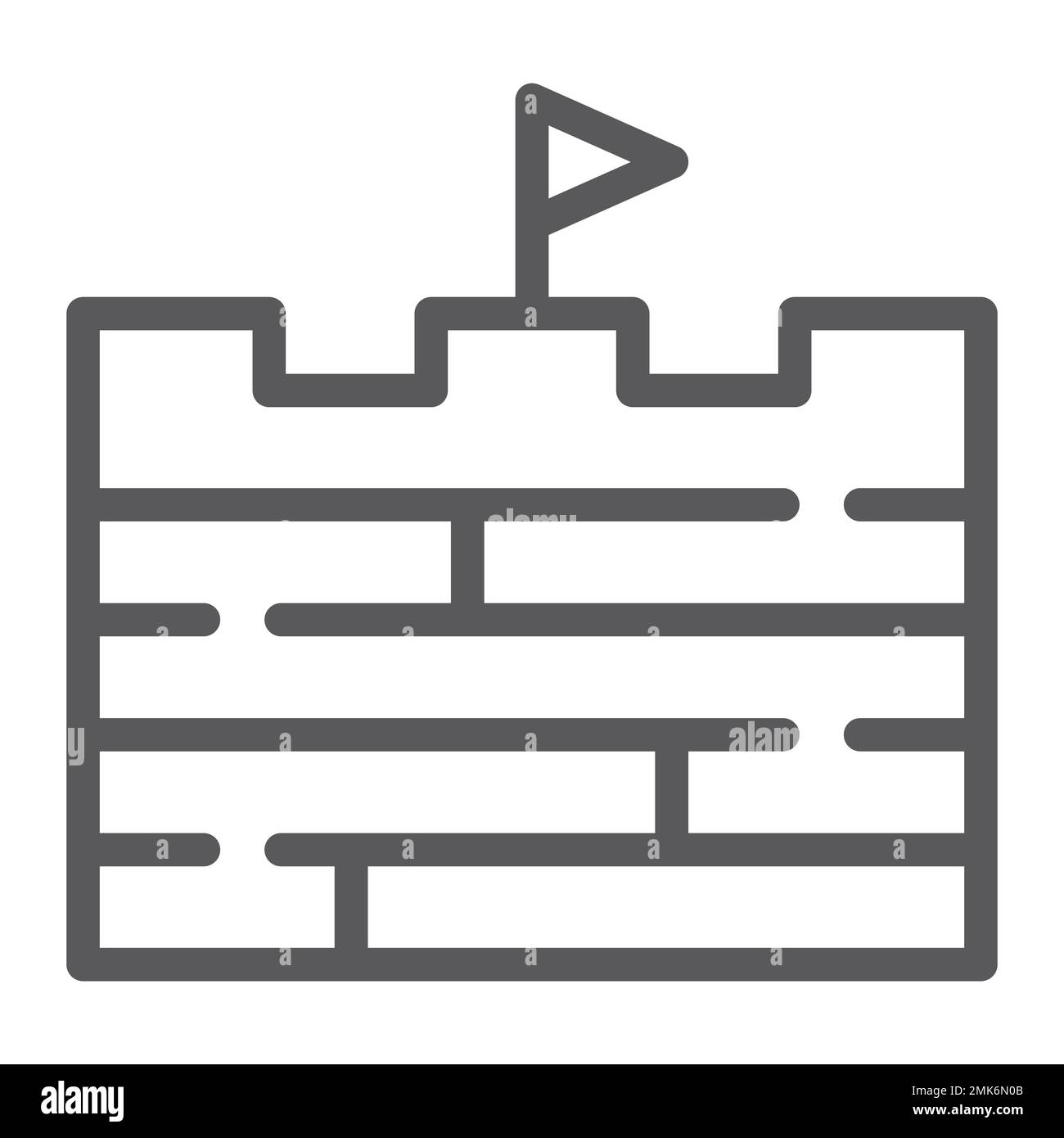 Wall line icon, game and flag, brick wall sign, vector graphics, a ...