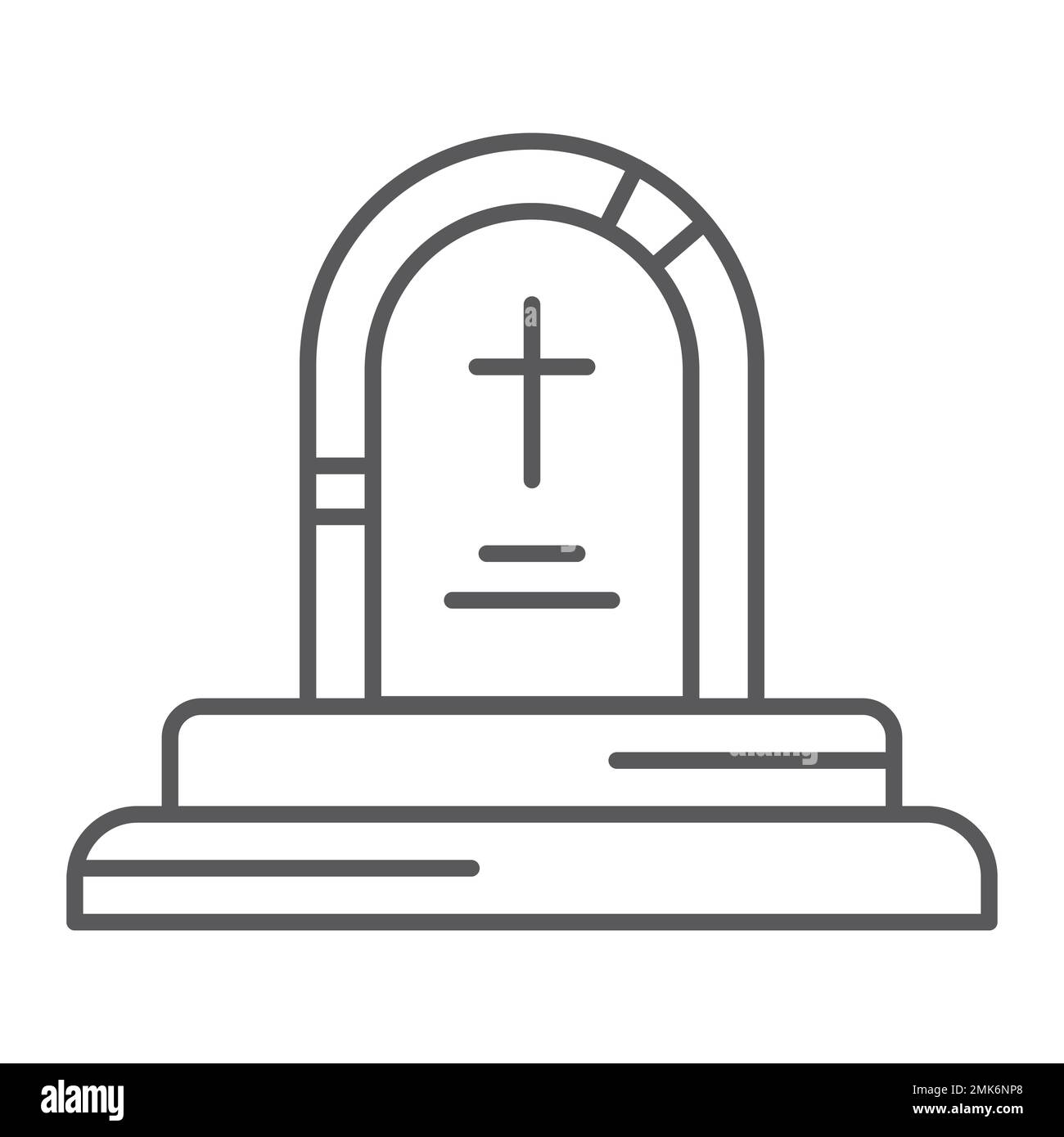 Grave thin line icon, game and play, grave sign, vector graphics, a ...