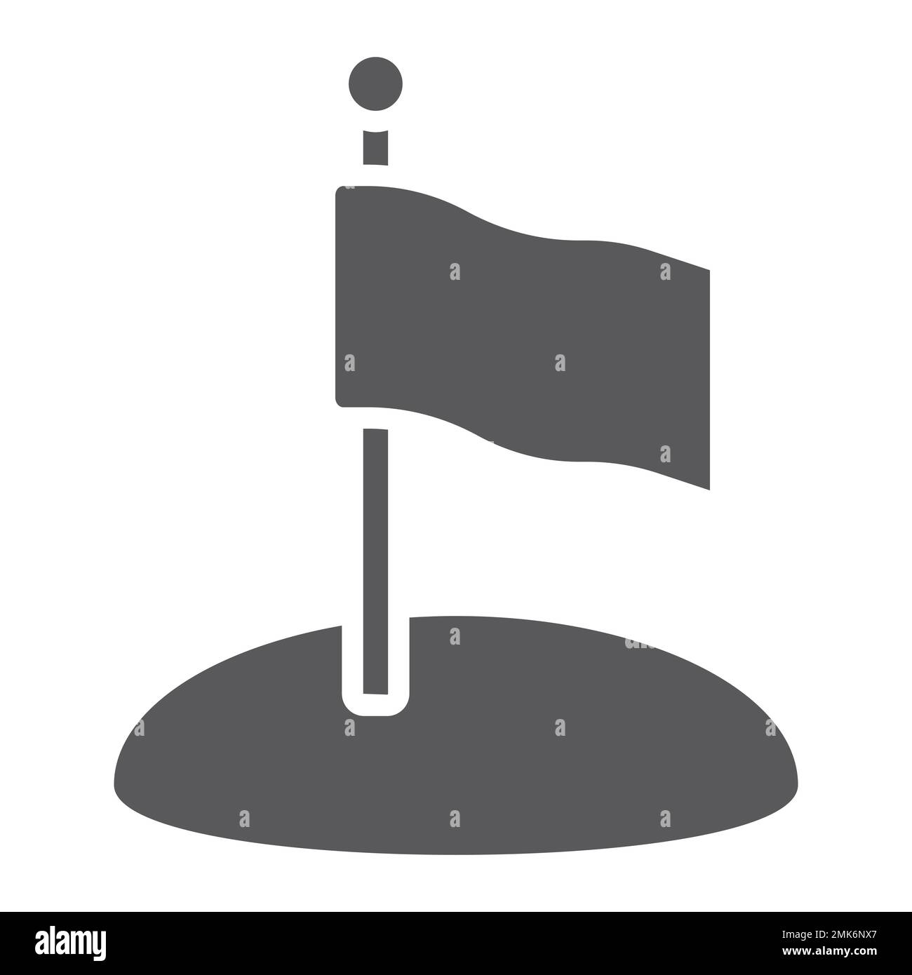Flag glyph icon, game and pointer, flagpole sign, vector graphics, a ...