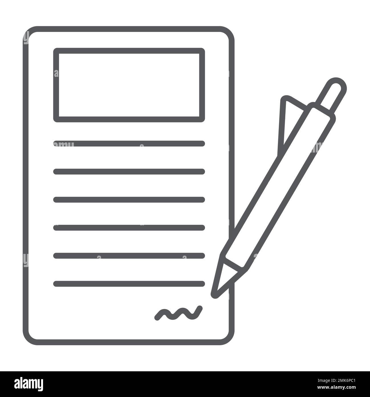 Signing contract thin line icon, paper and agreement, document sign ...