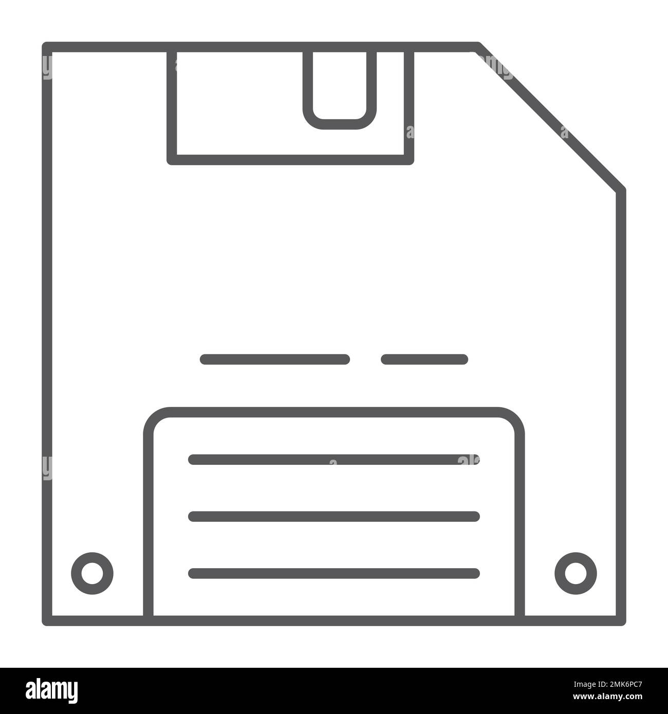 Save game thin line icon, data and disk, diskette sign, vector graphics, a linear pattern on a ...