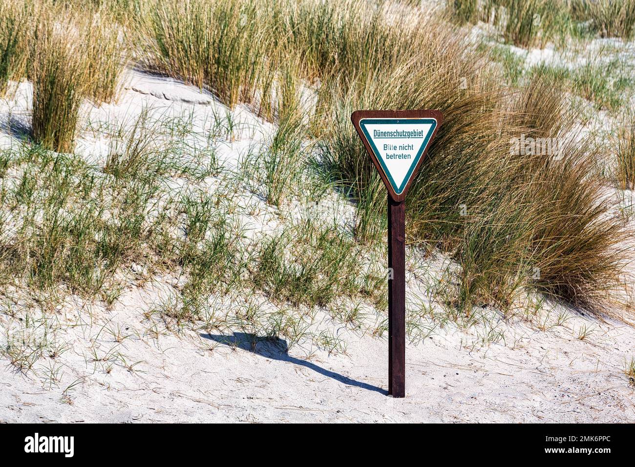 Sign with inscription Dune Protection Area, Please do not enter ...