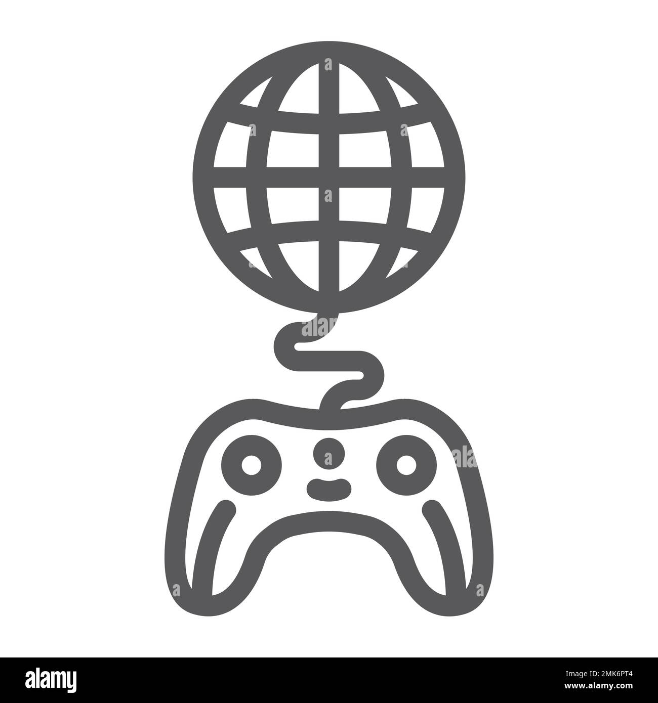 Global game line icon, play and world, globe with joystick sign, vector graphics, a linear ...