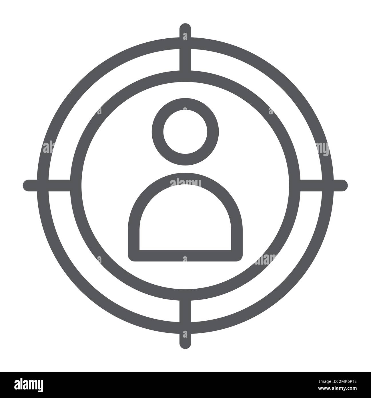 At gunpoint line icon, aim and target, goal man sign, vector graphics ...