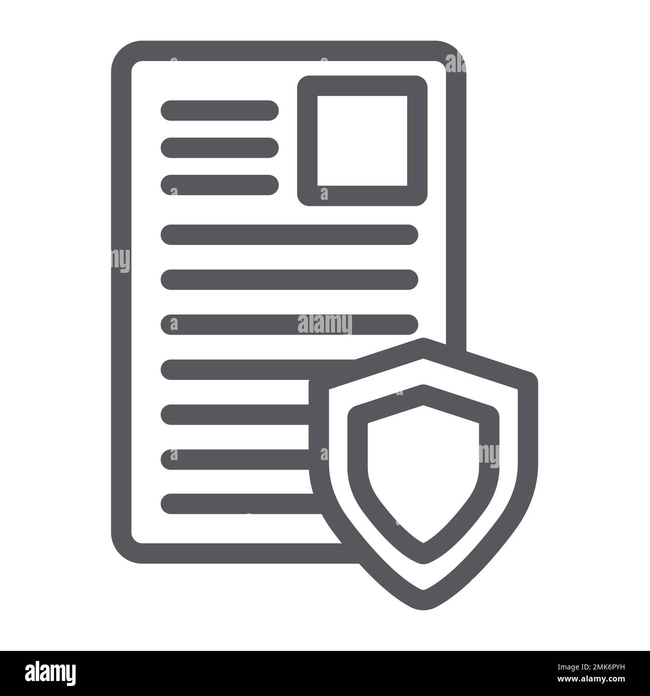 Security document line icon, privacy and paper, list with shield sign ...