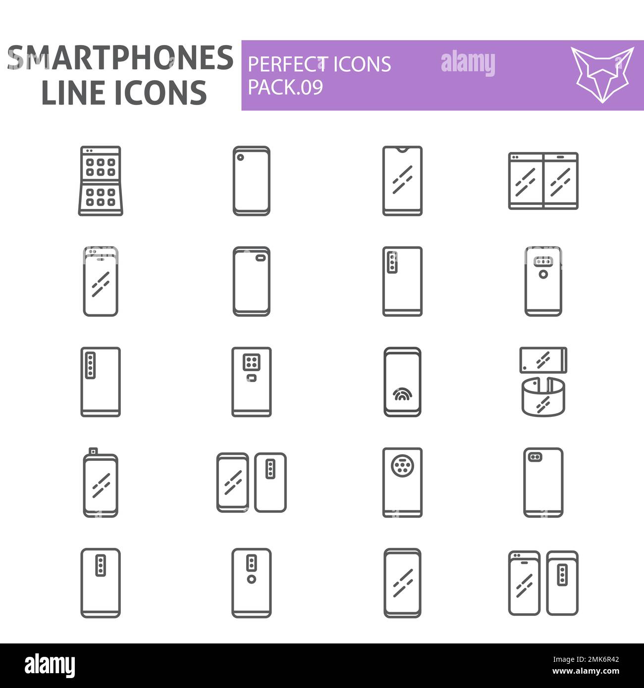 Smartphones line icon set, communication symbols collection, vector ...