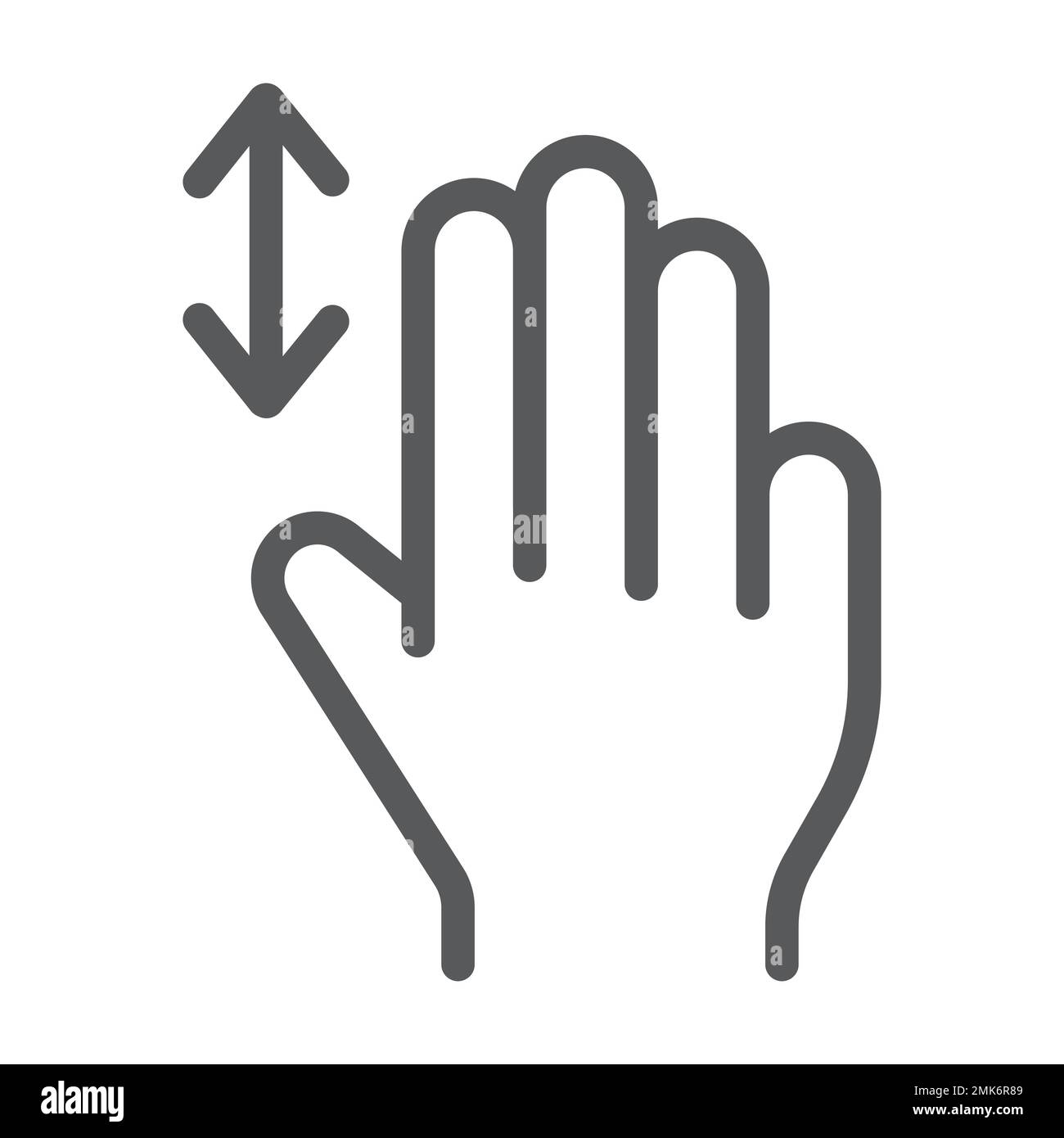 Three fingers vertical scroll line icon, gesture and hand, flick sign ...