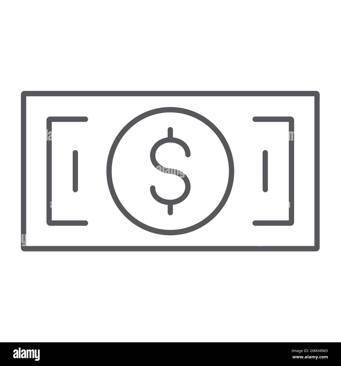 Banknote thin line icon, cash and money, dollar sign, vector graphics ...
