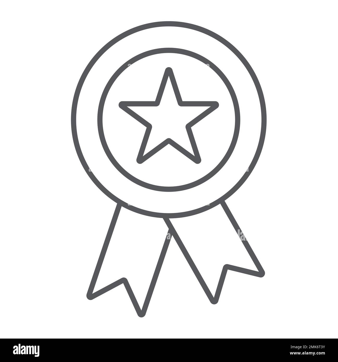 Reward thin line icon, badge and medal, award sign, vector graphics, a ...