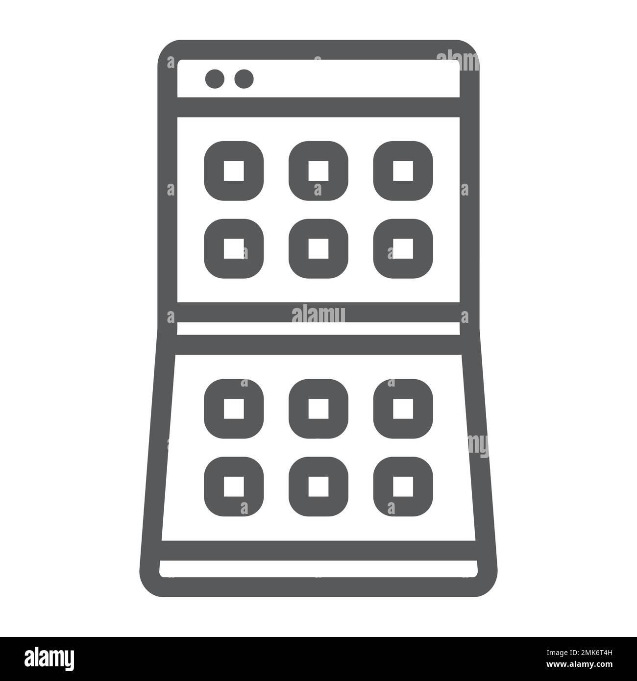 Folding smartphone line icon, device and communication, flexible phone ...