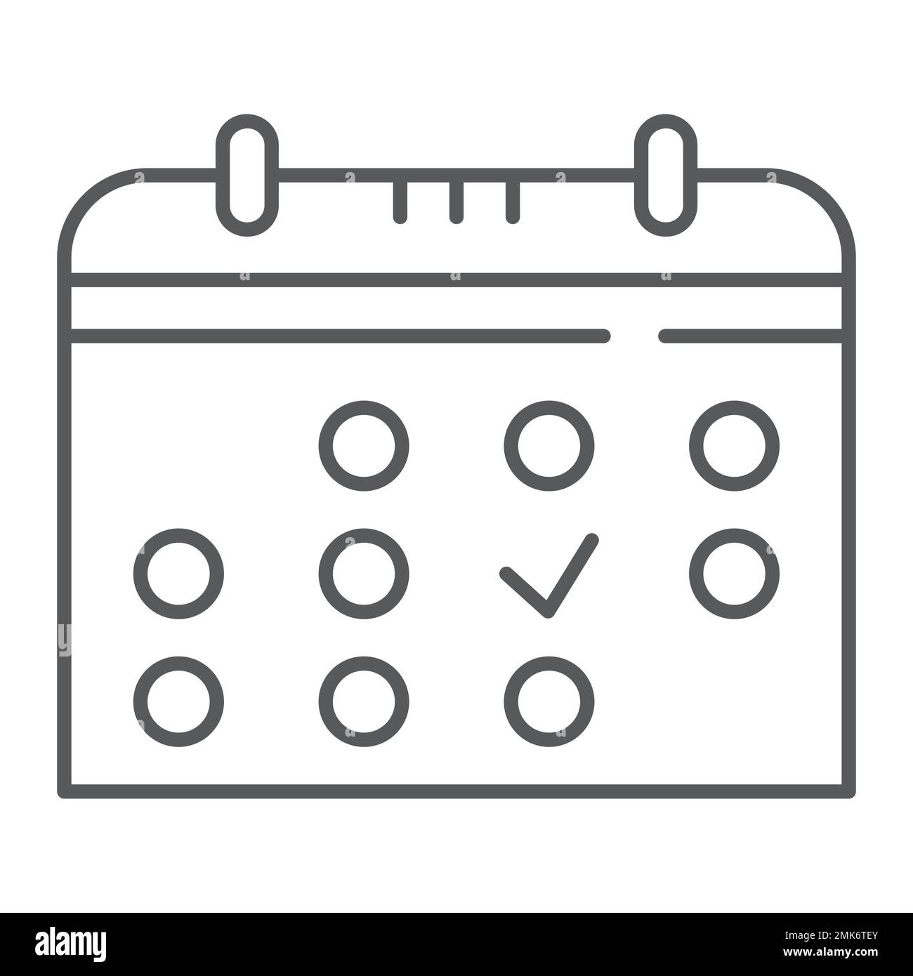 Calendar thin line icon, month and date, reminder sign, vector graphics ...