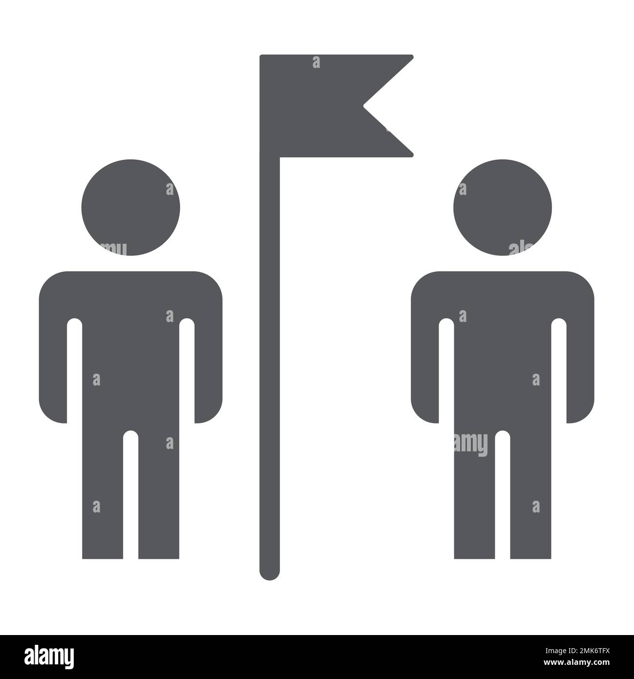 Teamwork glyph icon, team and people, two men and flag sign, vector ...
